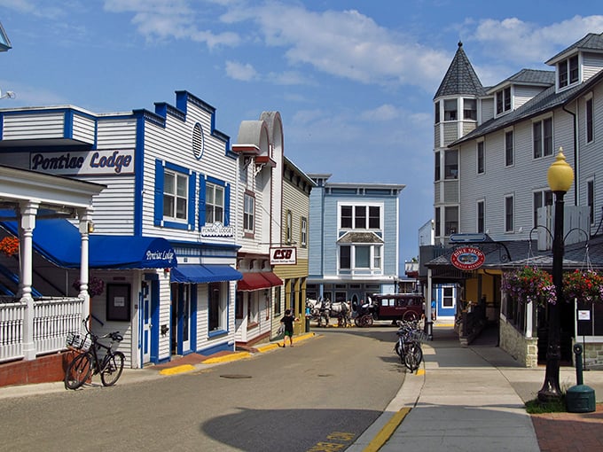 Main Street on Mackinac Island looks like a movie set, but it's gloriously real—complete with Victorian charm and not a single car in sight.