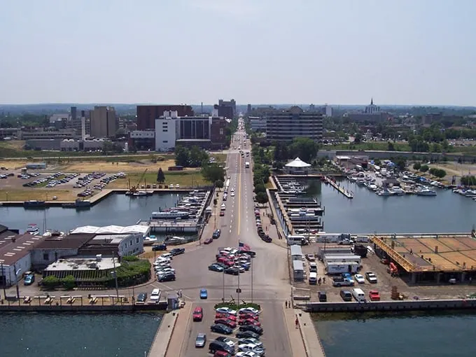 Erie's stunning waterfront showcases its dual personality – urban skyline meets maritime charm, with boats bobbing peacefully in the harbor like they're on vacation too.