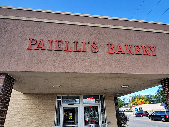 The pink exterior with bold red lettering isn't trying to impress anyone—it's too busy perfecting what's inside. Wisconsin's best-kept sweet secret awaits.