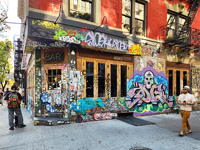 Graffiti paradise meets taco heaven. This East Village hotspot wears its street cred on its sleeve—literally every inch of its exterior.