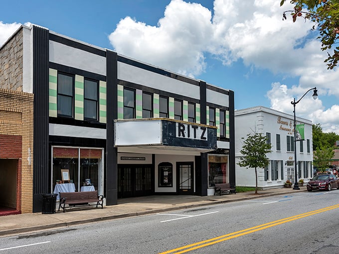 Main Street Newberry doesn't just preserve history—it celebrates it daily with vibrant storefronts and that iconic Ritz Theater marquee beckoning you inside.