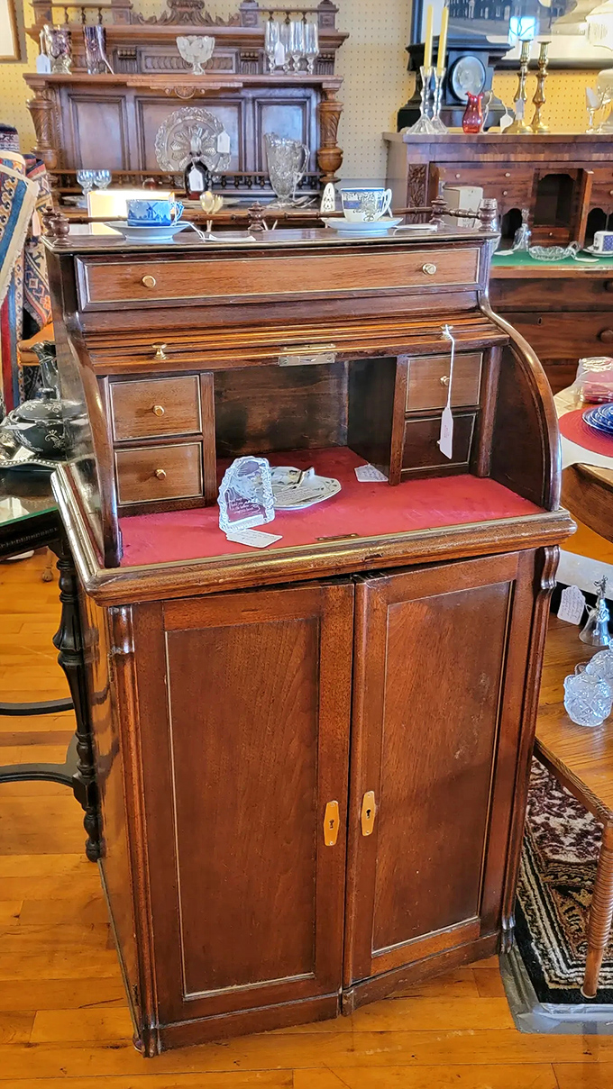 This roll-top desk has probably witnessed the writing of love letters, business plans, and maybe even the great American novel.