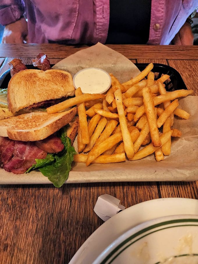 A sandwich that understands the BLT trinity isn't just about ingredients – it's about proportion, texture, and the sacred bond between bacon and toast.