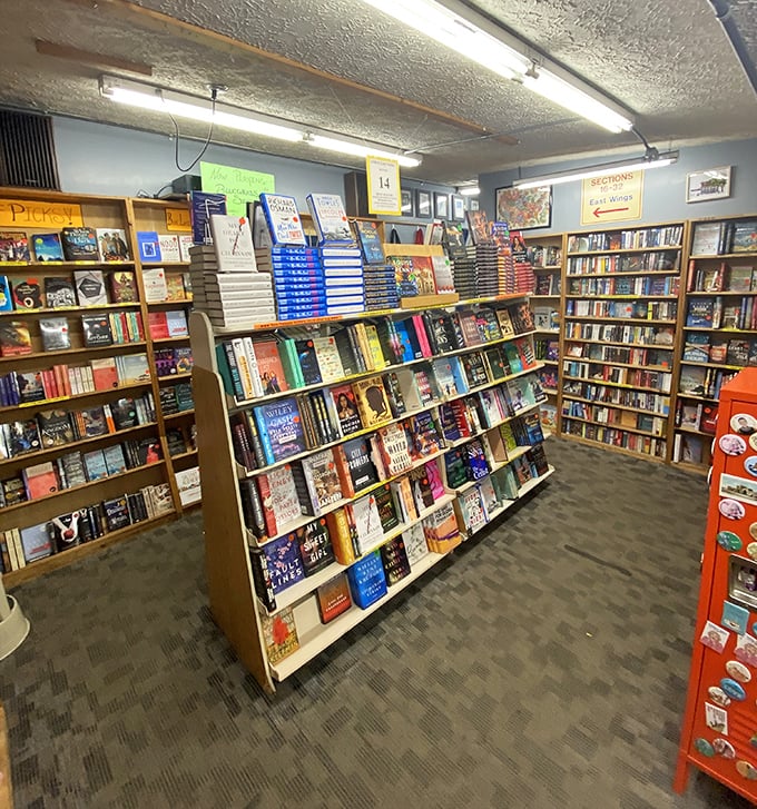 Where bestsellers gather like old friends at a reunion, silently competing for your attention and limited shelf space at home.