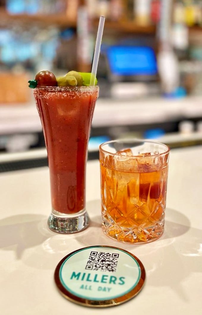 Morning cocktails that blur the line between breakfast and happy hour—their Bloody Mary and Old Fashioned might make you rethink "appropriate breakfast beverages." 