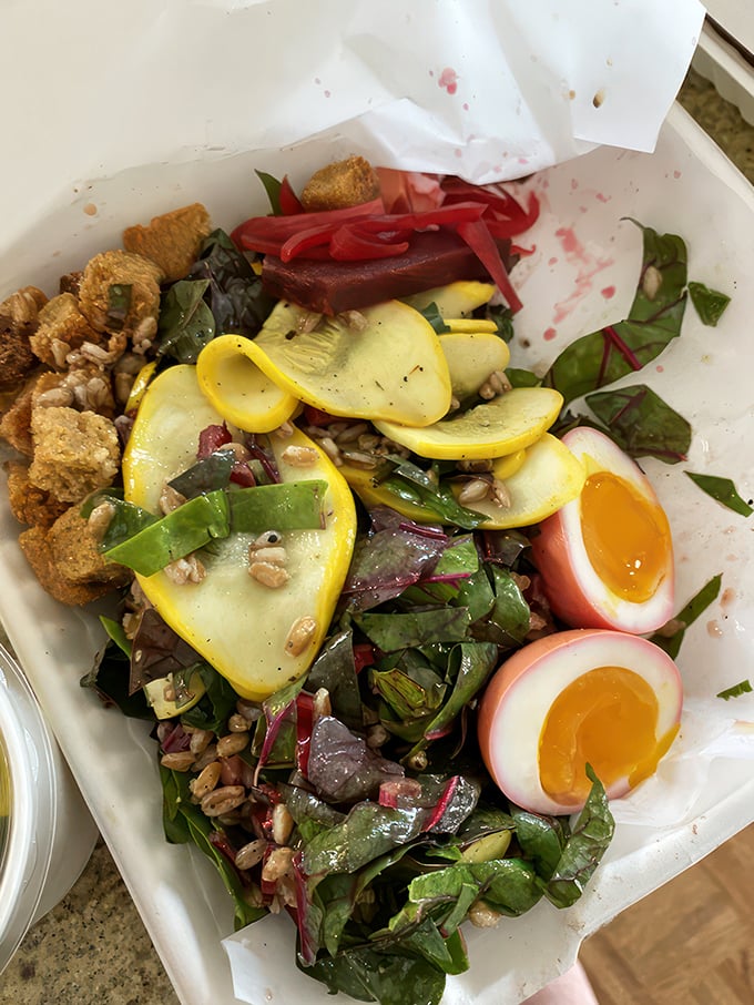 Even the salads here get the smoke treatment—fresh, vibrant, and proving that vegetables can hang with the big meaty boys.