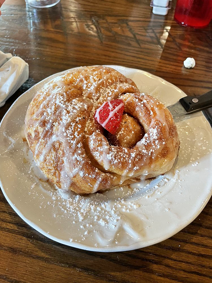 This cinnamon roll isn't just breakfast—it's an event. The kind of pastry that makes you want to write thank-you notes to flour and sugar.