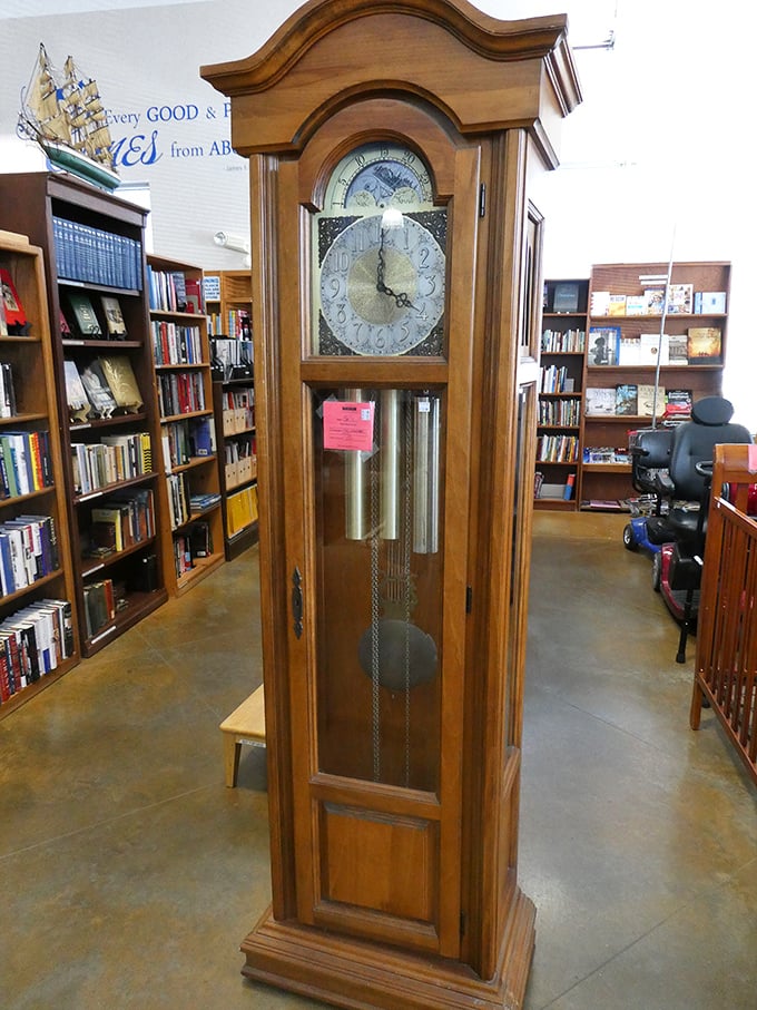 This grandfather clock doesn't just tell time—it tells stories. Imagine the homes it's graced, the moments it's witnessed, the chimes that marked celebrations.