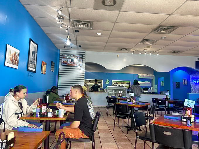 Diners settle in for the main event—conversations pause only for the inevitable "you have to try this" moments.