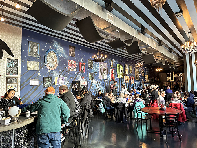 Weekend mornings bring a full house of breakfast enthusiasts, all united in their quest for the perfect start to the day.