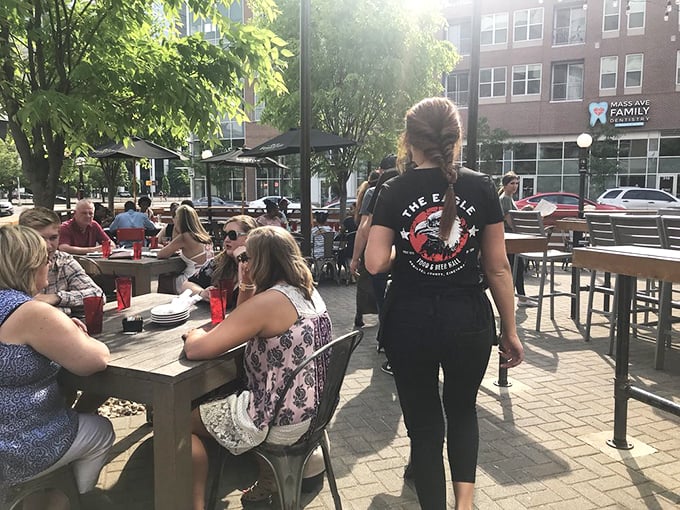 Outdoor dining where people-watching is as much a course as the appetizers. Mass Ave's energy pairs perfectly with that blackberry lemonade.