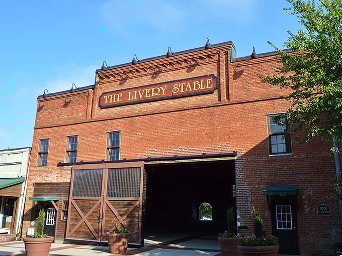 The Livery Stable—once home to horses, now hosting humans. Some buildings get better with their second act, like Betty White.