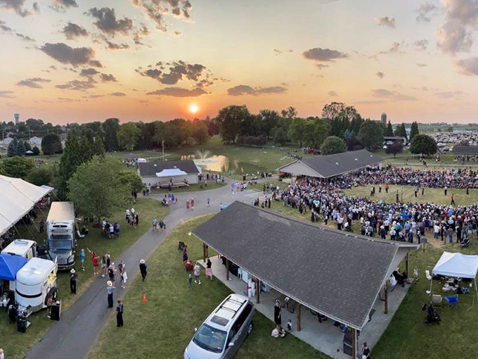 Community gatherings at sunset showcase the beating heart of Amish Country, where traditions are lived rather than preserved.