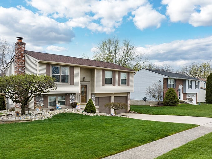 Perfectly manicured lawns and split-level charm—where the American dream comes with a two-car garage and neighbors who actually wave hello.