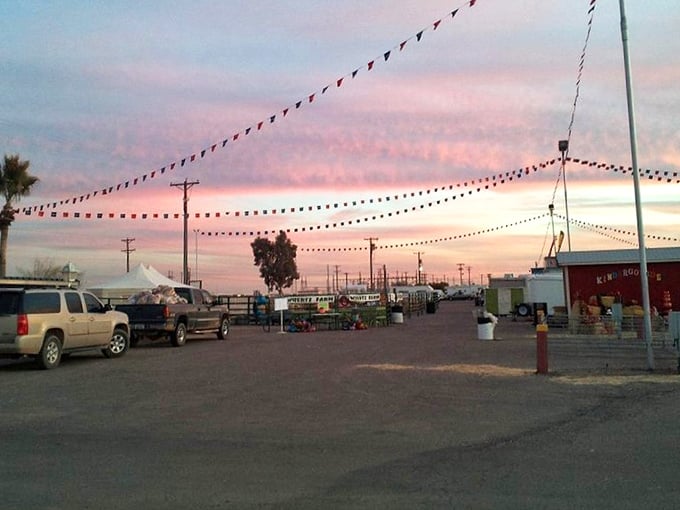 Desert sunsets transform even the most ordinary fairgrounds into something magical. Nature's light show comes free of charge.