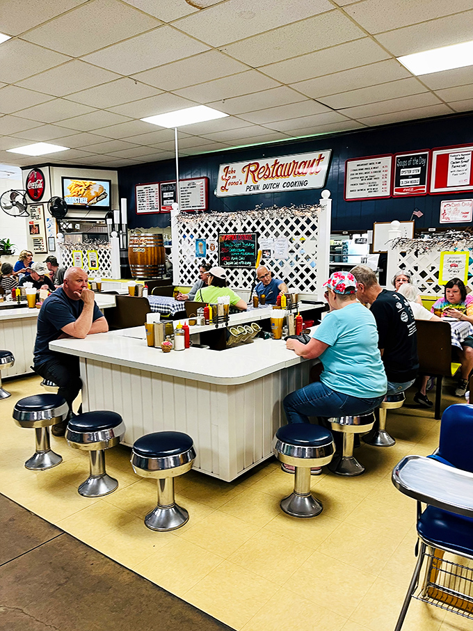 The restaurant counter where Pennsylvania Dutch cooking traditions live on and calories don't count because you're "experiencing local culture."