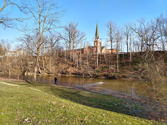 Church spires rise above the riverside park, where contemplation comes naturally and even atheists might feel a spiritual connection to something greater.