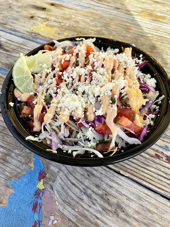 This isn't just a rice bowl – it's a color wheel of flavors where every spoke leads to satisfaction.