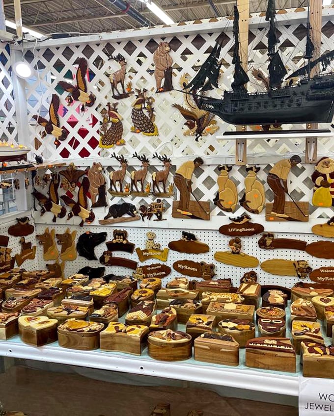 Handcrafted wooden treasures tell stories through grain and form, from decorative ships to puzzle boxes that keep secrets.