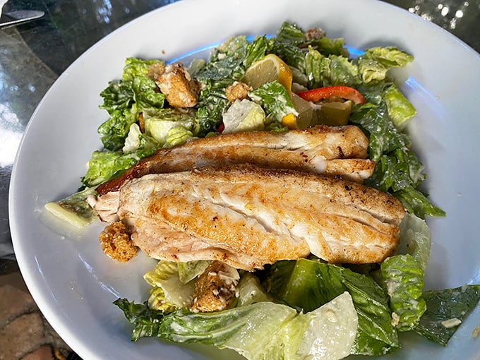 Yellowtail Snapper dressed for success with a supporting cast of vegetables—the fish equivalent of a local celebrity making an appearance.