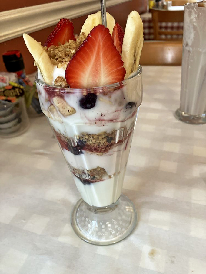 The Yogi isn't just breakfast—it's a colorful morning meditation of fruit, yogurt and granola that somehow feels both virtuous and indulgent.