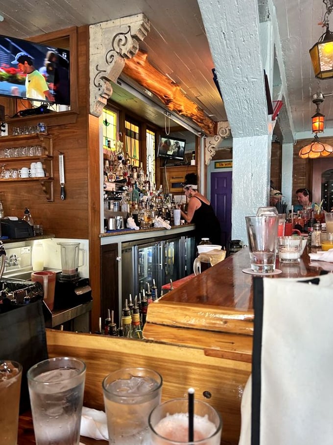 The bar at Blue Heaven—where tropical libations are crafted with the precision of fine art and the joy of a beach party.