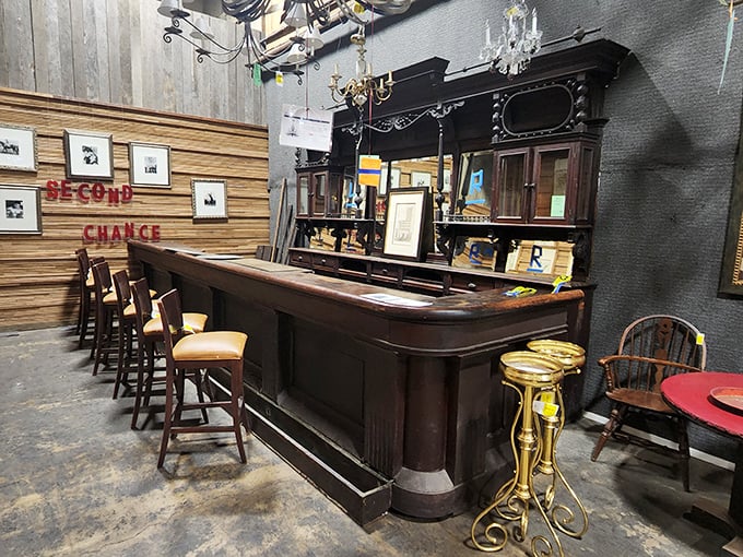 Not just a bar, but a time portal to when ordering "the usual" meant something stronger than a pumpkin spice latte—complete with stools for all your imaginary Prohibition-era friends.