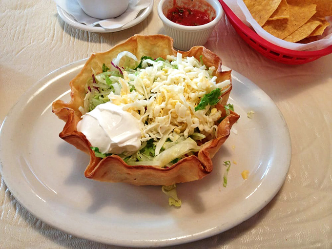 The taco salad shell isn't just edible dishware—it's nature's perfect solution to the age-old question: "Why can't I eat the bowl?"