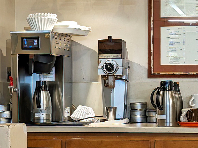 The coffee station stands ready for battle – because at The Pantry, caffeine isn't just a beverage, it's preparation for the flavor adventure ahead.