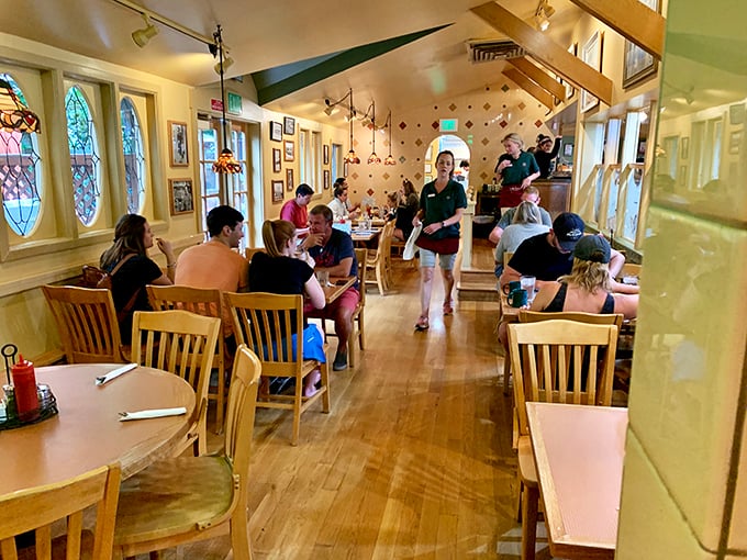 Happy diners fill the space with the pleasant hum of satisfaction—the universal language of "I ordered exactly the right thing."