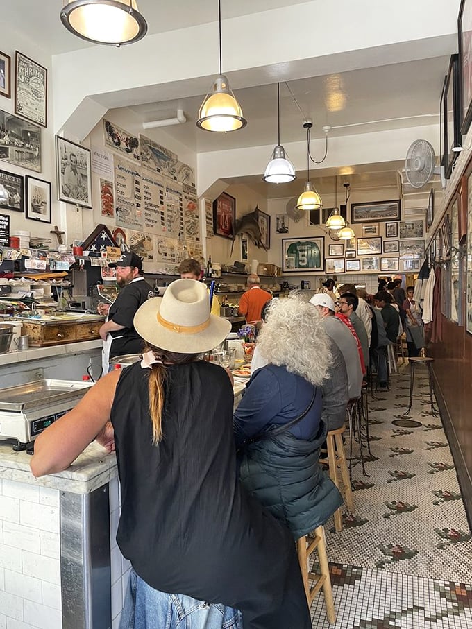 Wall-to-wall history and hungry diners—this isn't just eating out, it's participating in a San Francisco tradition that predates your smartphone.