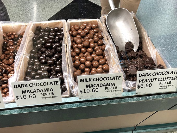 Chocolate-covered macadamias – nature's perfect nut made even better through chocolate alchemy. Worth every penny of their premium price.