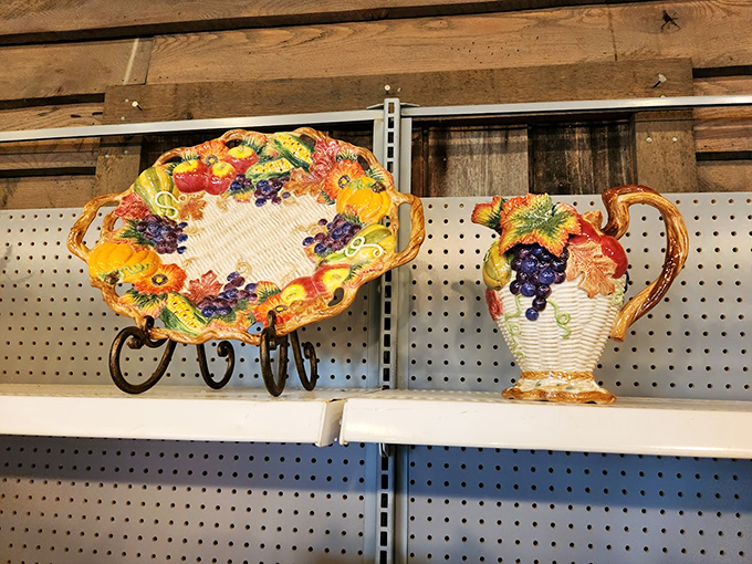 Fruit-adorned ceramics that somehow survived the 1980s intact. Someone's grandmother cherished these; now they can be your ironic dinner party centerpiece.