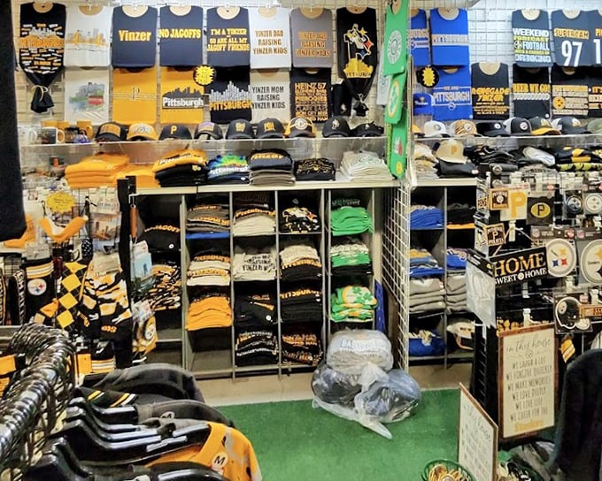 Pittsburgh pride on full display! The ultimate souvenir shop for those who bleed black and gold and need seventeen ways to show it.