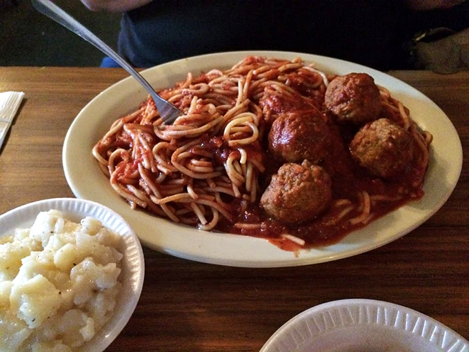 Spaghetti and meatballs might seem unexpected at a chicken joint, but this plate proves Chicken Annie's knows its way around Italian-American classics too.