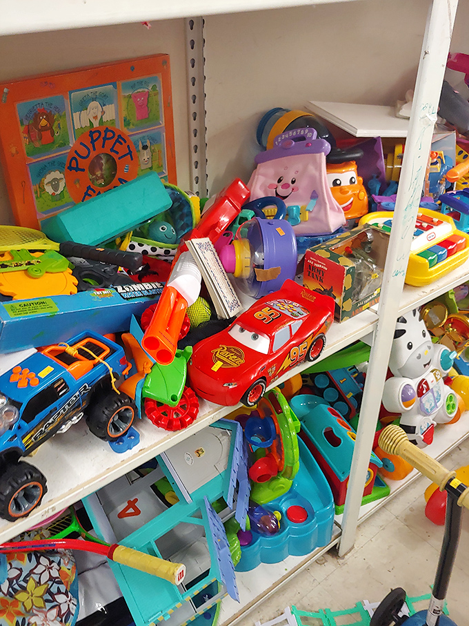 Childhood memories stacked in plastic glory. These gently-loved toys are ready to spark imagination in their second life with new little hands.