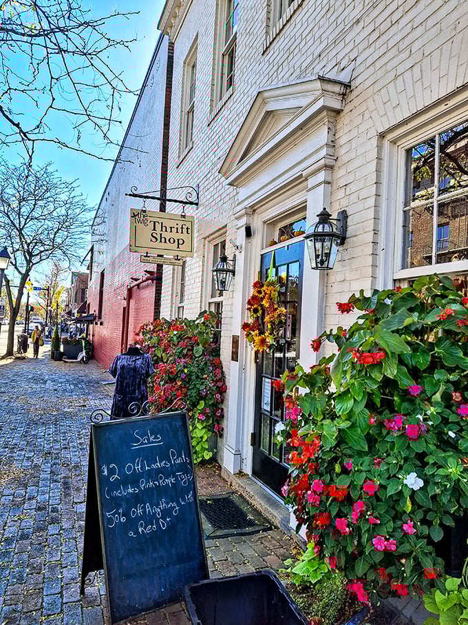 The Twig Thrift Shop's historic charm and flowering entrance says "this isn't your average thrift store experience."