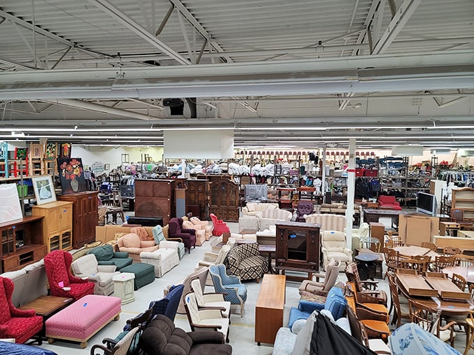 A furniture wonderland stretches to the horizon—sofas, chairs and tables all patiently waiting for their "forever homes."