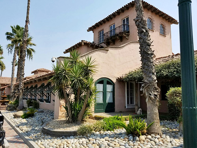 The mission-style architecture promises a respite for weary travelers – and steaks worth planning your road trip around.