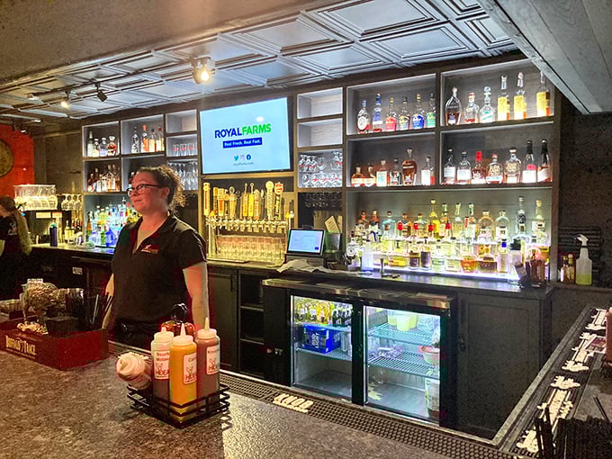 A well-stocked bar that promises good times and better stories. Those bottles aren't just spirits—they're conversation starters.