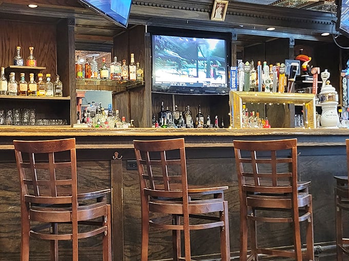 The bar isn't just stocked, it's curated – a liquid library of spirits and brews that tells stories from both sides of the pond.