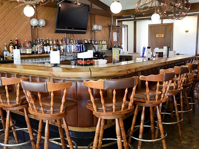 The bar area, where liquid appetizers flow freely and strangers become friends over stories and Wisconsin's favorite spirit – brandy.