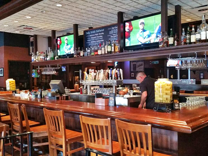 The bar: where strangers become friends and indecision becomes adventure. Those taps aren't just beer dispensers—they're portals to happiness.