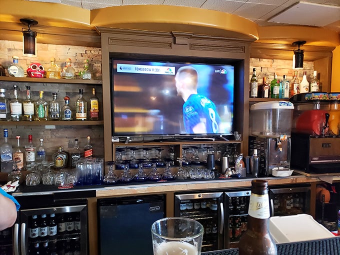 The bar doesn't just serve drinks—it serves community. Soccer on TV, tequila on the shelf, and conversations that bridge all divides.