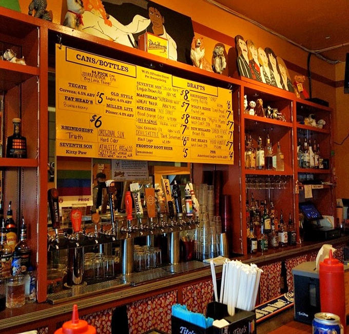 The bar area promises liquid courage to tackle the more adventurous dogs, with a pride flag reminding all that good food knows no boundaries.