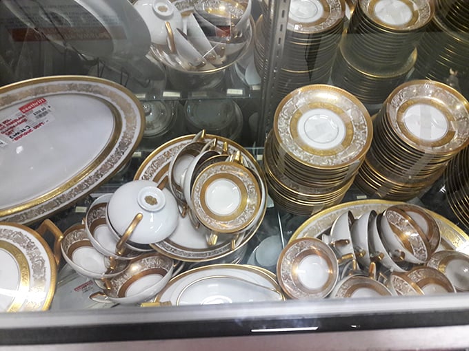 Fine china collections that once graced dinner tables now await their next special occasion.