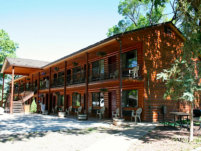 Log cabin luxury that channels your inner pioneer while keeping your inner comfort-seeker perfectly satisfied. Rustic done right.