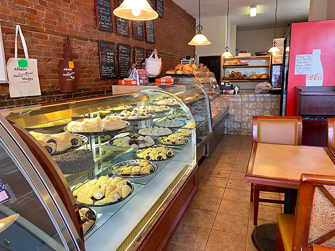 The pastry case that launched a thousand diets—and broke them all. Rows of cookies, pastries, and bread tempt even the strongest willpower into sweet submission. 