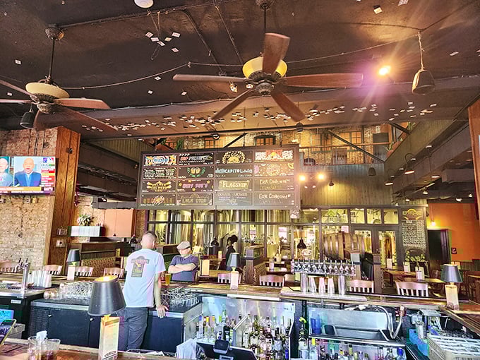 The bar area – where decisions between Flagship IPA and Pyotr's Imperial Stout create the kind of problems you actually want to have.