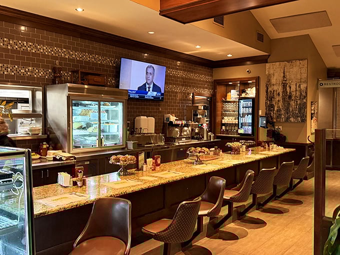 The counter offers front-row seats to the culinary show. Watch breakfast dreams become reality while perched on these comfortable stools.